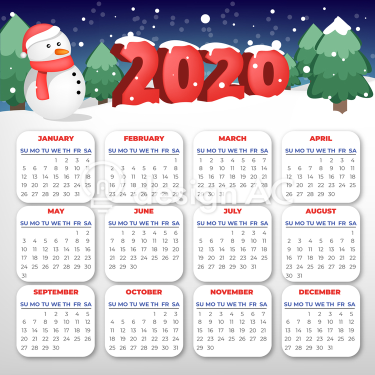 Snowman calendar 1261 - Free Download - templateAC