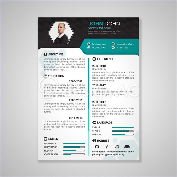 Light blue color resume 303 - Free Download - templateAC