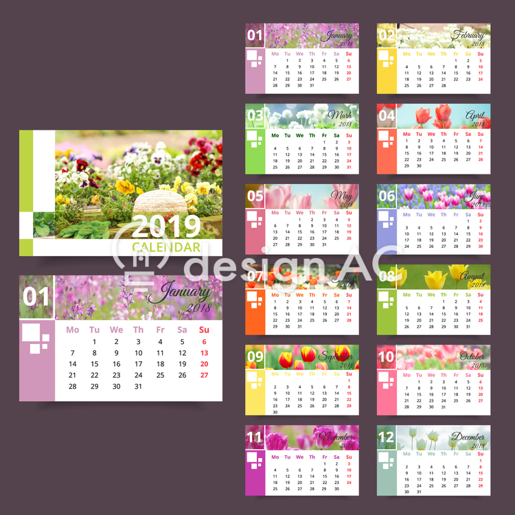 Flower calendar 491 - Free Download - templateAC