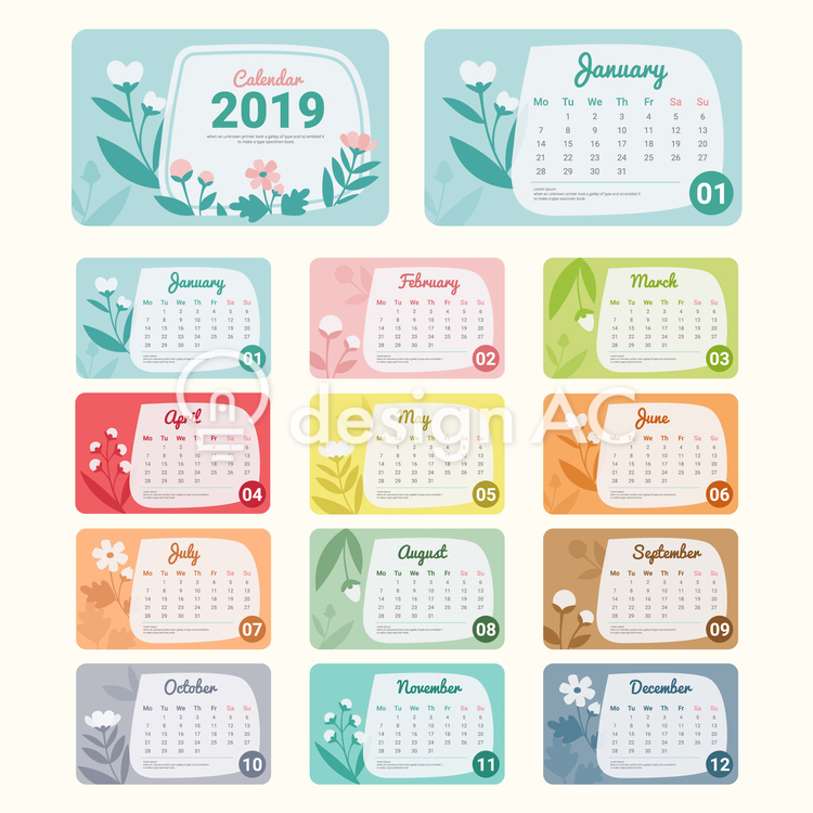 Flower calendar 461 - Free Download - templateAC